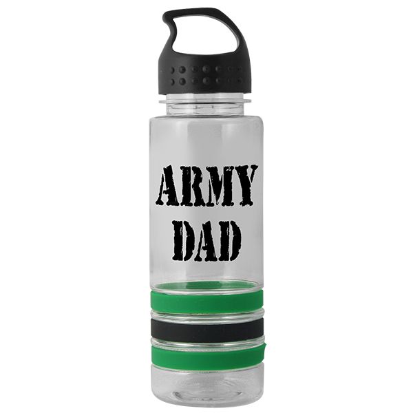 ARMY DAD Letters Only Black Imprint on 24 oz Striped with Silicone ...