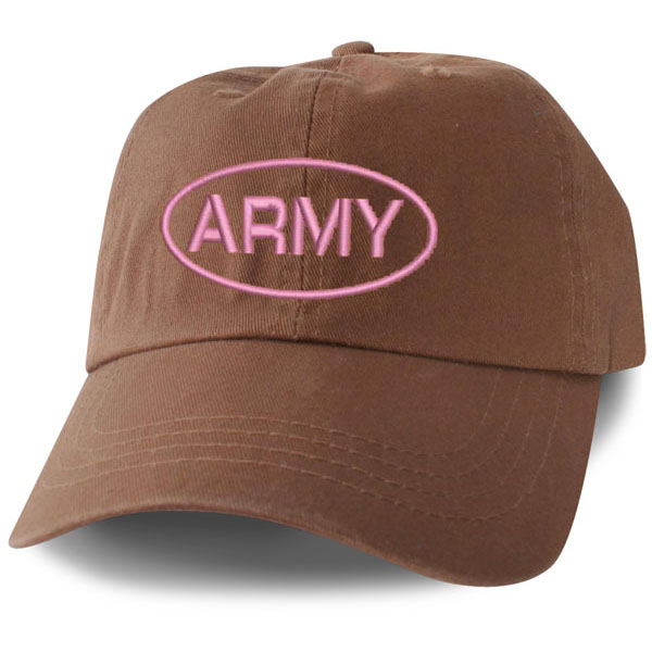 Army Oval Design Direct Embroidered Brown Ball Cap | North Bay Listings