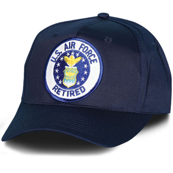 United States Air Force Retired Crest Patch Navy Ball Cap | North Bay ...