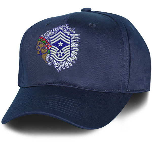 Command Chief w/ Indian Head Direct Embroidered Blue Ball Cap | North ...