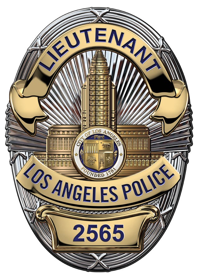 Los Angeles (Lieutenant) Department Officer's Badge all Metal Sign with ...
