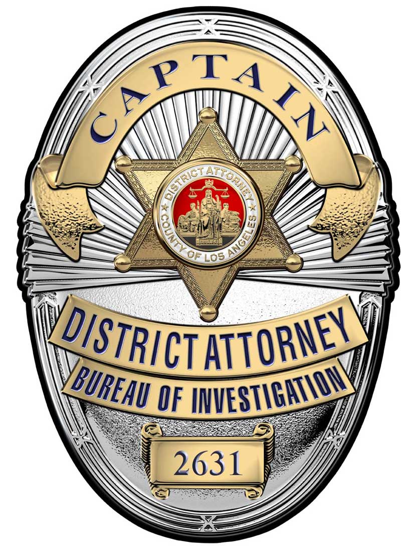 Los Angeles County District Attorney Investigator (Captain) Metal Sign ...