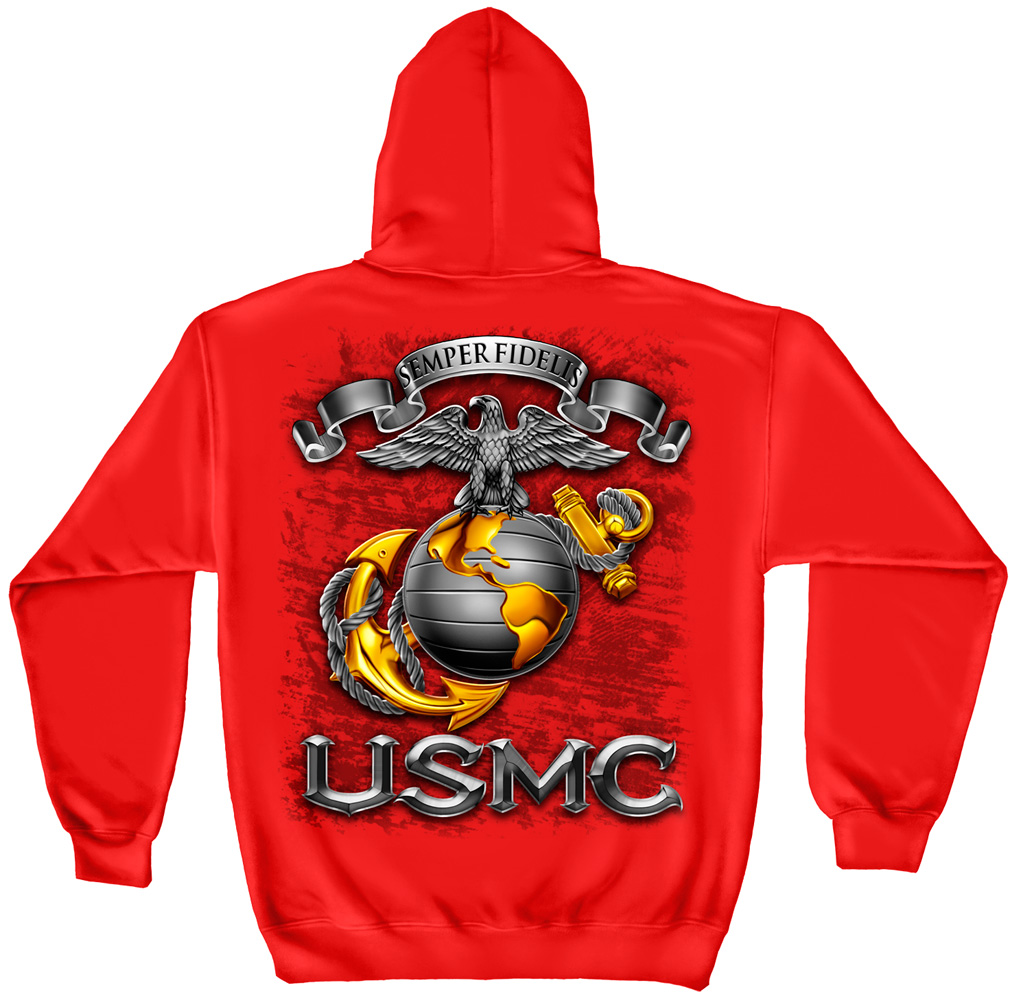 USMC, Semper Fidelis, - red hooded sweat-shirt | North Bay Listings